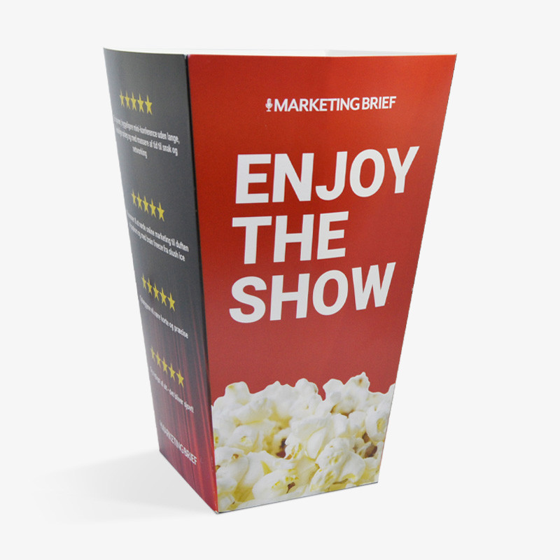 Get popcorn boxes with your logo from just 200 pieces!